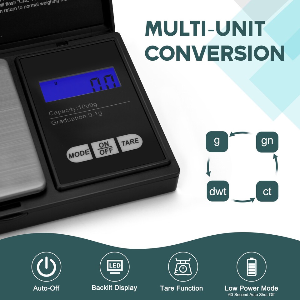 1000g 0.1g Jewelry Scale Digital Gold Silver Gram Pocket Scale w ...