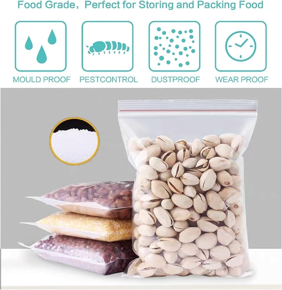 100 10x13 Clear Zip and Lock Plastic Zipper Poly Locking Reclosable ...