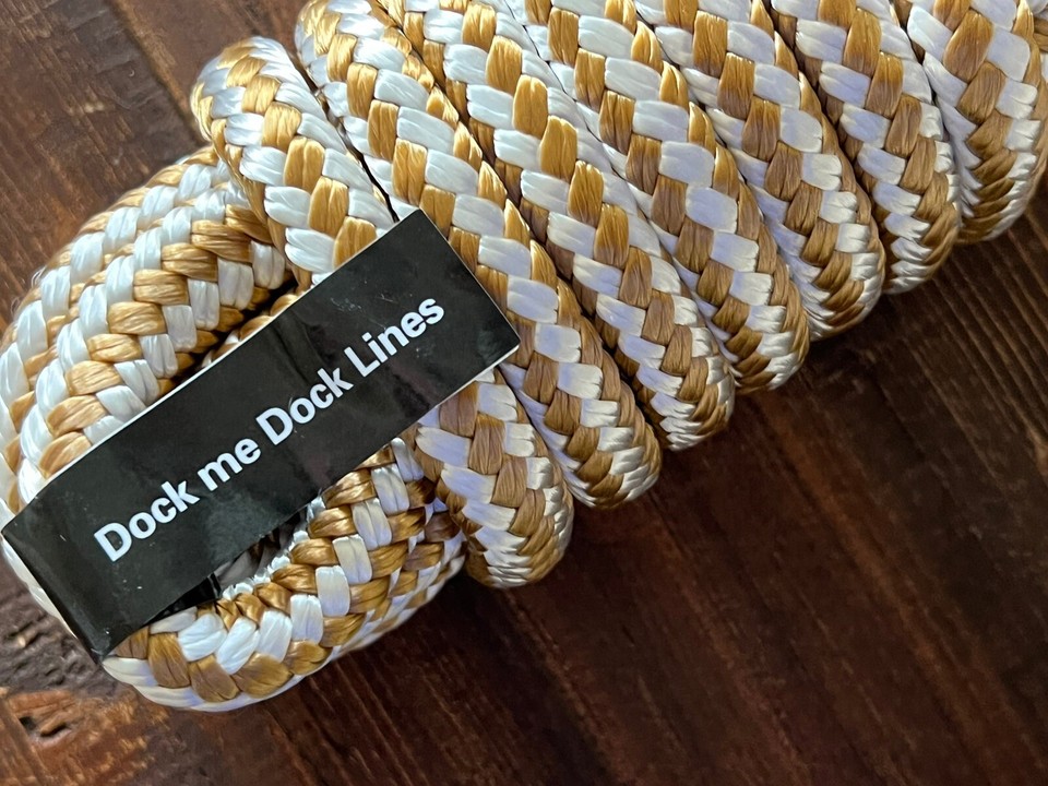 4 Pack White Gold 1/2 Inch 15FT Double Braid Nylon Boat Dock Line ...