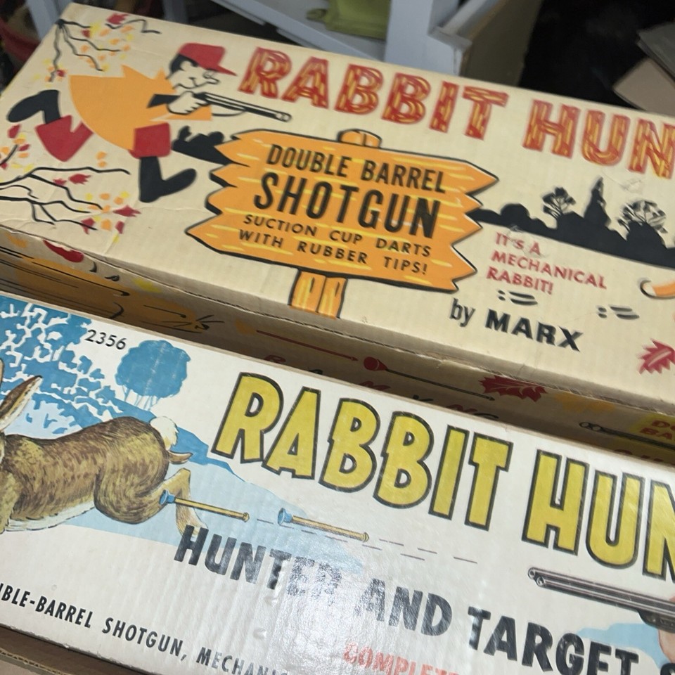 VINTAGE 1960’s MARX RABBIT HUNT TARGET SET SHOOTING GAME W/BOX partials ...
