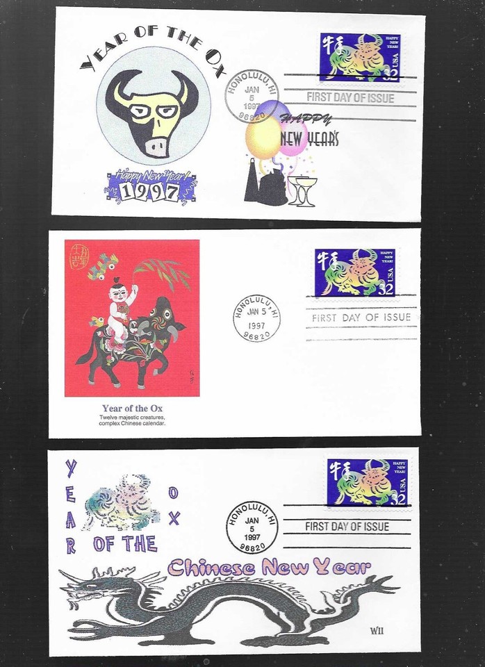 US FDC FIRST DAY COVERS LUNAR NEW YEAR OF THE OX 1997 LOT OF 15 | eBay