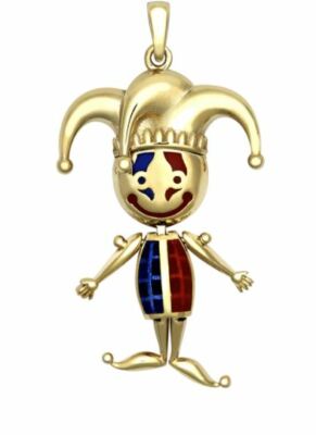 9ct Yellow Gold Moveable Enamel Jester Pendant | eBay Australia