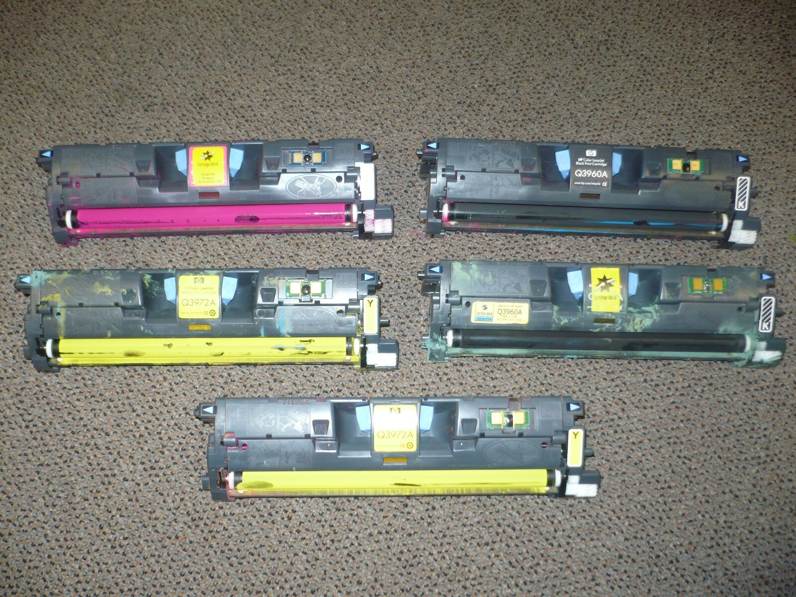 HP 5 toner set Color Laserjet 2550 2550L 2550LN 2550N 2820 2840 122A HY ...