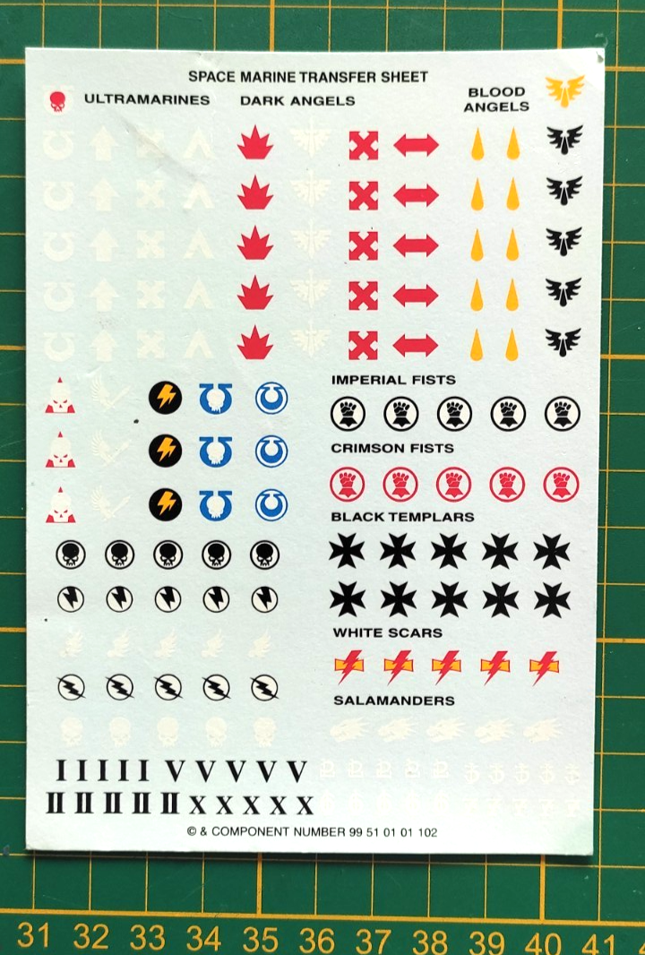 Warhammer 40k/40000 : Space marine decal / décalcomanies / transfer ...