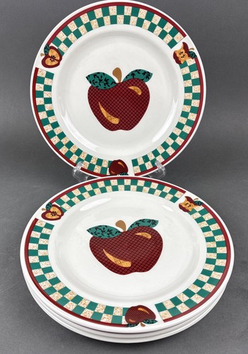 Tabletops Unlimited A Is For Apple Green & Tan Check Border Dinner ...