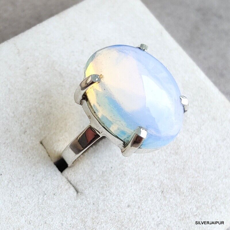 925 Sterling Silver Synthetic Opal Gemstone Handmade All Size Exotic ...
