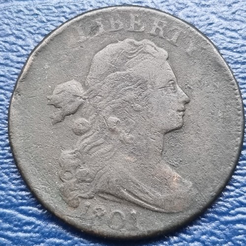 1801 Draped Bust Large Cent 1c Early Copper Coin Better Grade F+ ...