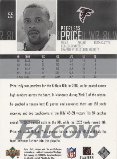 2003 Upper Deck Peerless Price #55 for sale | eBay