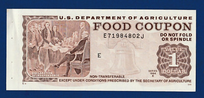 FOOD STAMP COUPON $1.00 1994 B E71984802J M/C E TOKEN scrip UNC USDA | eBay