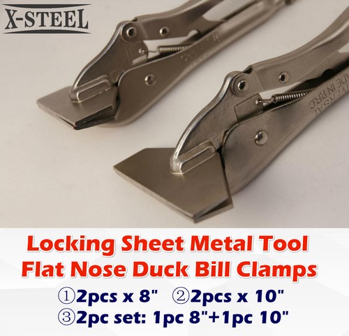 2pcx Locking Sheet Metal Tool Flat Jaw Flat Nose Duck Bill Clamps 8"/10 ...