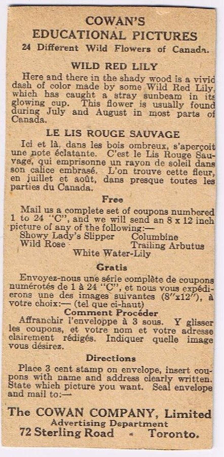 Cowan Co Toronto Card Red Lily Wild Flowers Of Canada | eBay