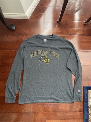 Georgia Tech Shirt Mens XL Champion Brand Long Sleeve T Shirt Gray ...