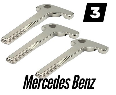 3 New Uncut Emergency Insert Key Blank Blade for Mercedes Benz E C R CL ...