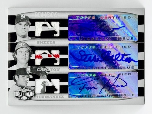 2008 TRIPLE THREADS - CARLTON/SHEETS/HERNANDEZ HOF 1/1 WHITE WHALE PR ...