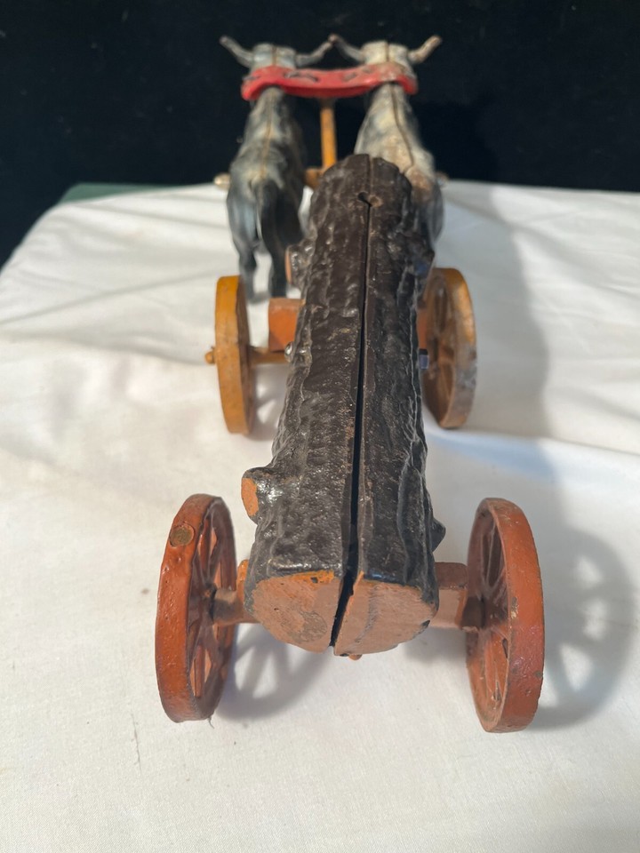 Antique Kenton Cast Iron Oxen Drawn Log Wagon | eBay