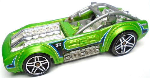 2009 HOT WHEELS PILEDRIVER #32 GREEN & CHROME DIECAST 3" CAR W/ GRAY ...