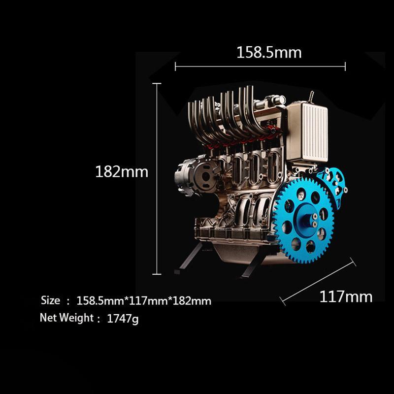 TECHING Metal 4 Cylinder Engine Car Mini Assembled Inline Engine Toy ...