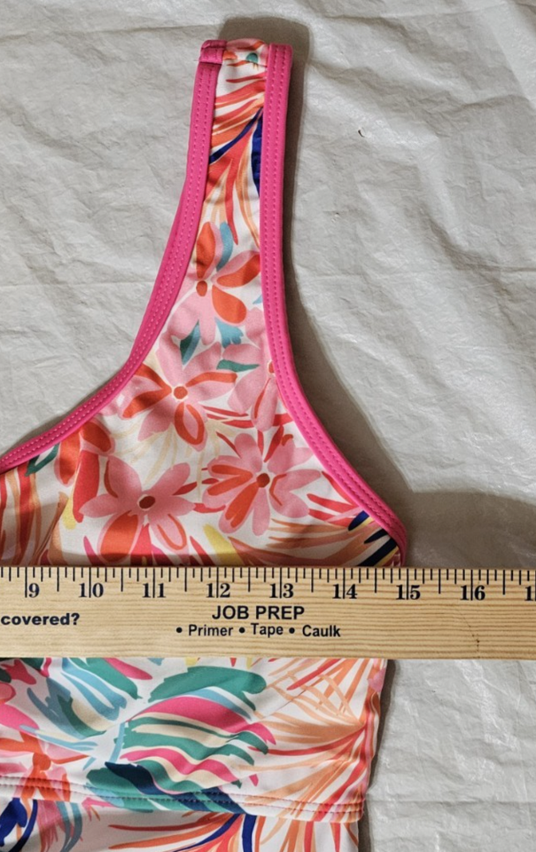 2 pc Swim Floral Top with Ruche Detail, Pink Shorts Size 1 XL Unbranded ...