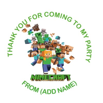 24 x Personalised for Minecraft Birthday Stickers, sweet cones, party ...