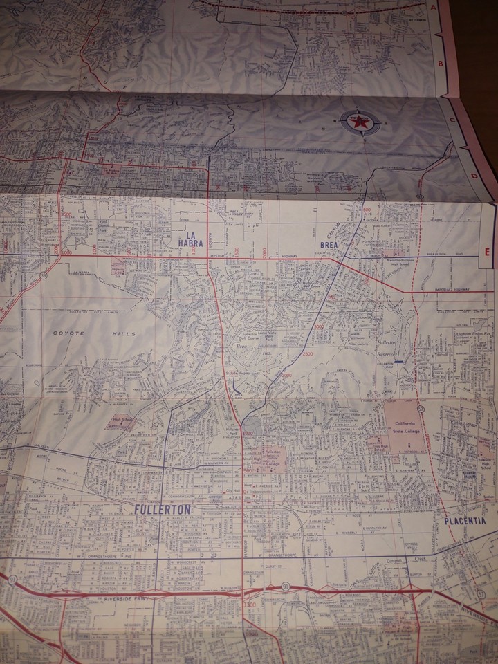 Vintage Gas Station Travel Road Map 1967 Texaco Orange County Map | eBay