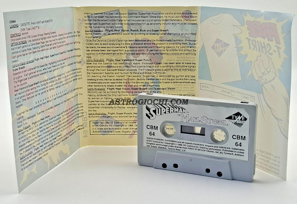 COMMODORE 64 CASSETTE SUPERMAN MAN OF STEEL VINTAGE 1988 ARCADE GAME ...