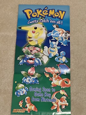 1999 Official Pokemon Red/Blue Game Boy Nintendo Power Poster Original ...