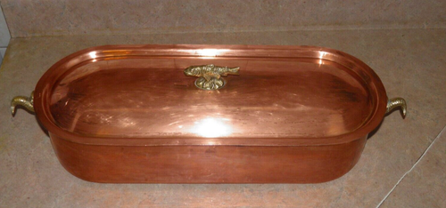 VTG GERMAN CHRISTIAN WAGNER GERMANY TIN LINED COPPER OVAL FISH POACHER ...