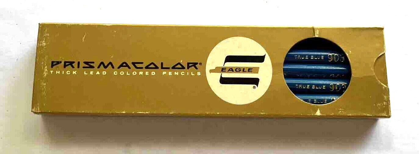 VTG EAGLE PRISMACOLOR No. 903 TRUE BLUE THICK LEAD COLOR PENCILS BOX OF ...