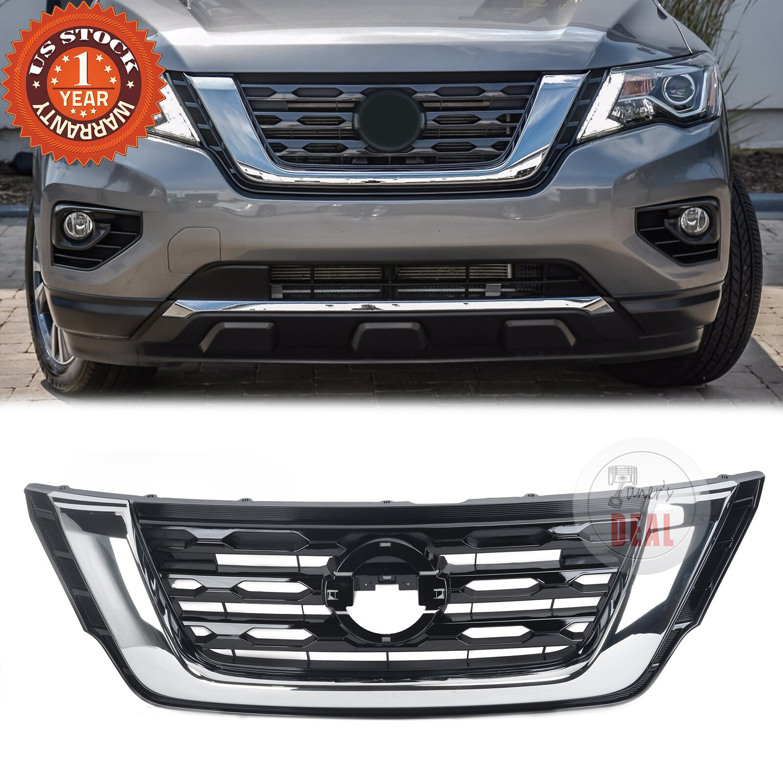Front Bumper Grille Upper Grill Fit For 2017-2020 Nissan Pathfinder ...
