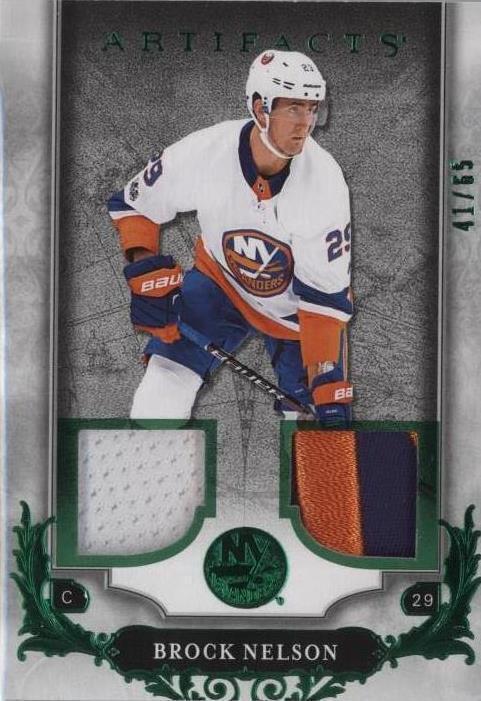 2018-19 Upper Deck Artifacts - Brock Nelson #91 Emerald Material /65 ...