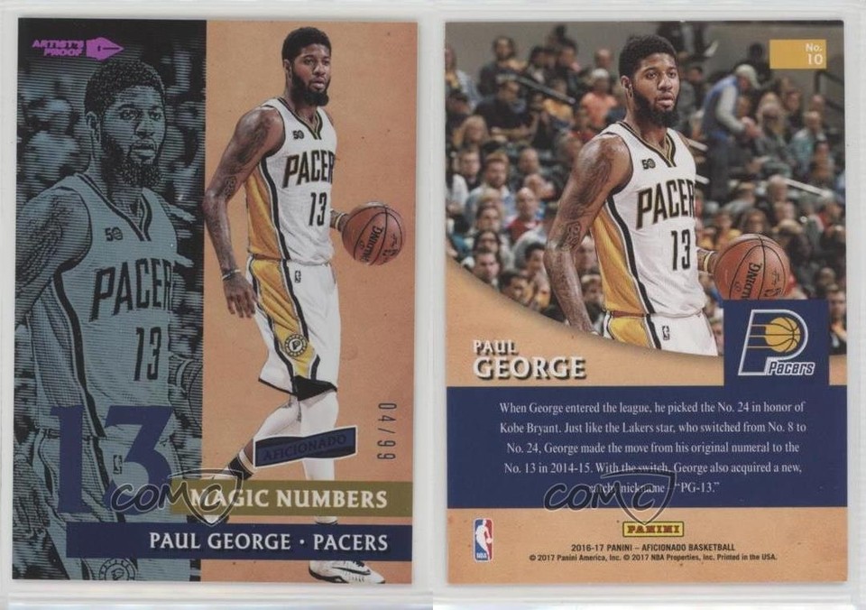 2016 Aficionado Magic Numbers Artist's Proof Red (Purple) 4/99 Paul ...