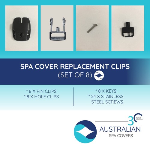 Replacement Outdoor Hot Tub Spa Pool Cover Lock Down Clips Kit - (Set ...