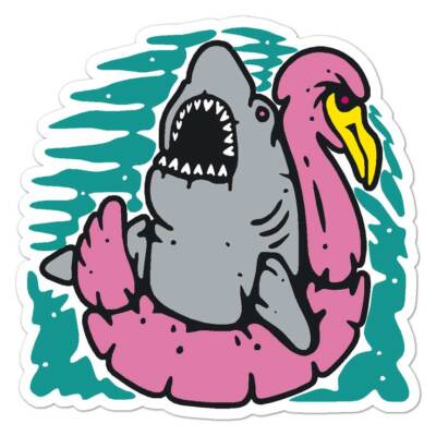 Shark Flamingo, Vinyl Decal Sticker, Indoor Outdoor, 3 Sizes, #8546 | eBay