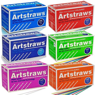 Artstraws Long Paper Straws 4mm 6mm White red green blue yellow 900 to ...