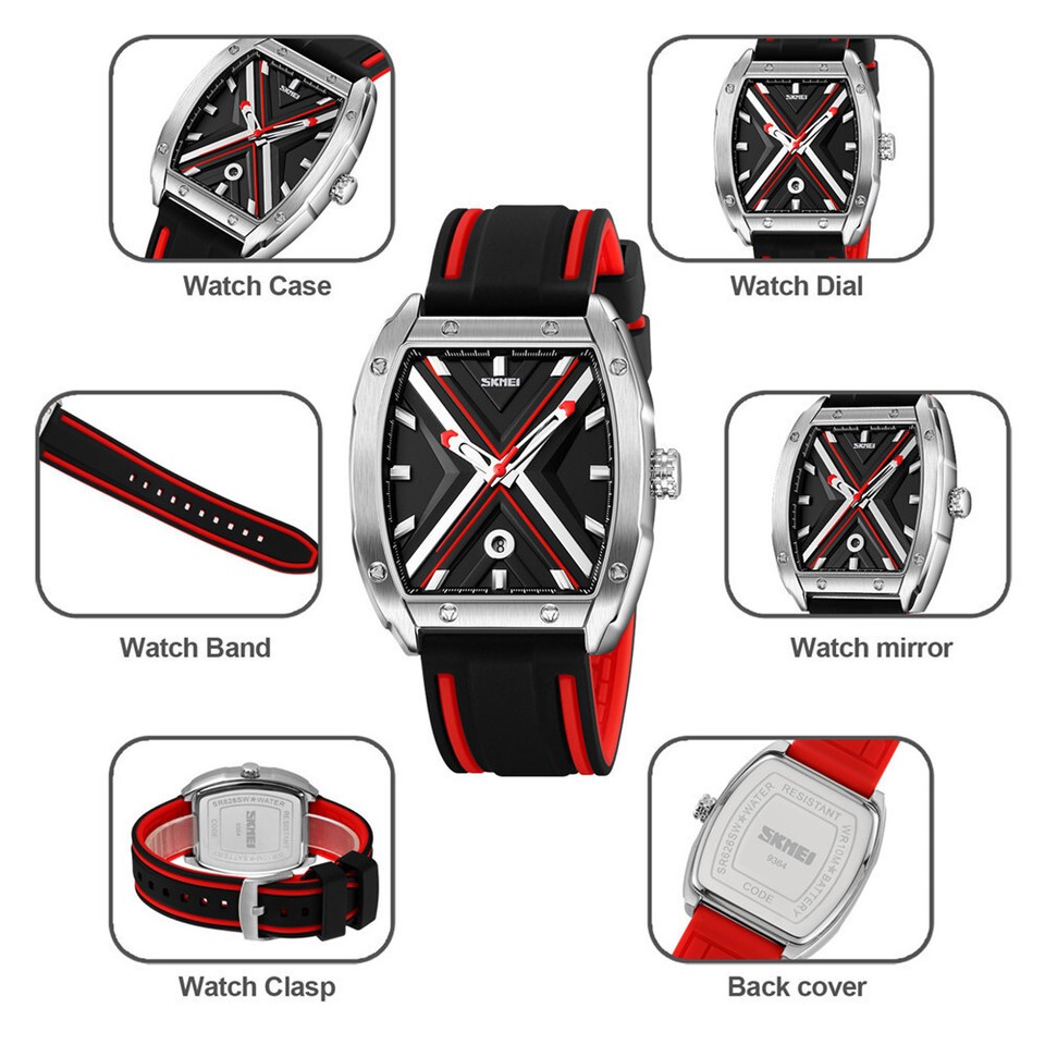 SKMEI Men Rectangle Sport Watch Simple Dial Casual Business Male Quartz ...