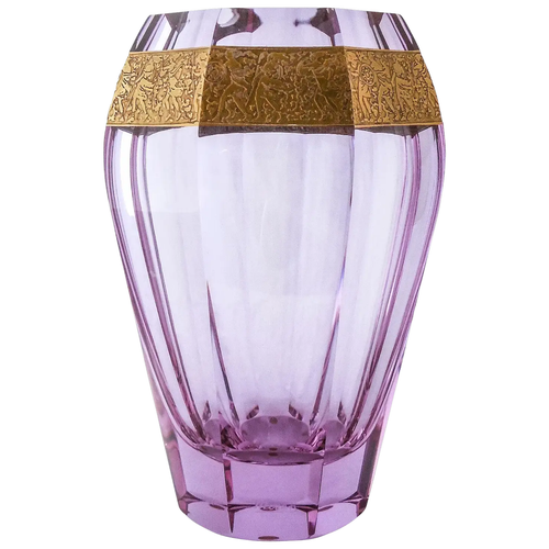 Moser Alexandrite Hand Cut Faceted Classical Vase w/ Etched Oroplastic ...