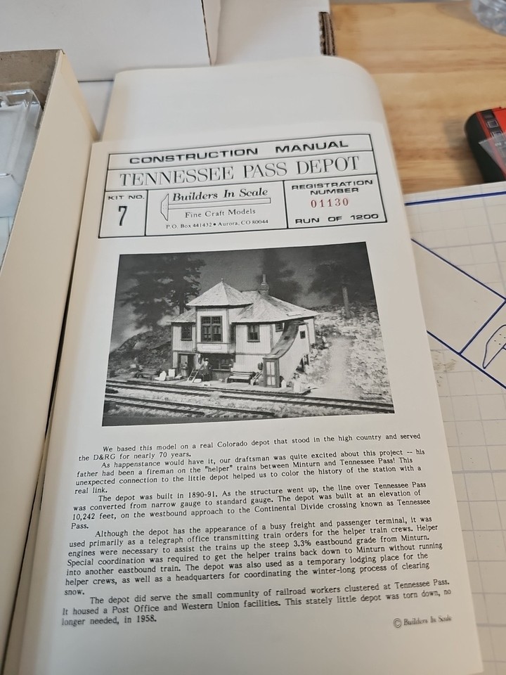 Builders In Scale Kit #7 - Tennessee Pass Depot - Ltd Edition HO SCALE ...