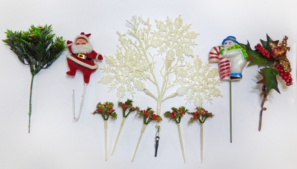 VTG LOT OF 10 Assorted Christmas Picks Blow Mold Snowman Santa Sugar ...