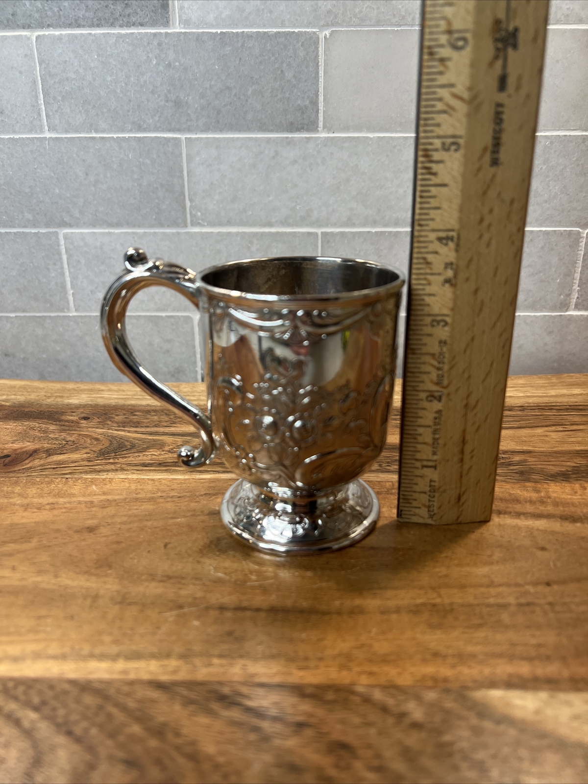 Silver Plated Antique Hallmarked Corbell & Co. Mug Ornate Floral ...