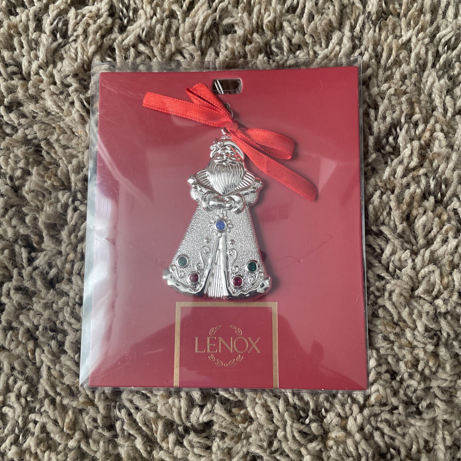 LENOX Silver Plate Jeweled Santa Ornament / Charm NEW | eBay