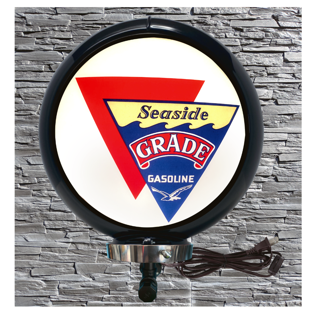 Seaside Gasoline V1 Lighted Wall Mount Black Gas Pump Globe Advertising ...