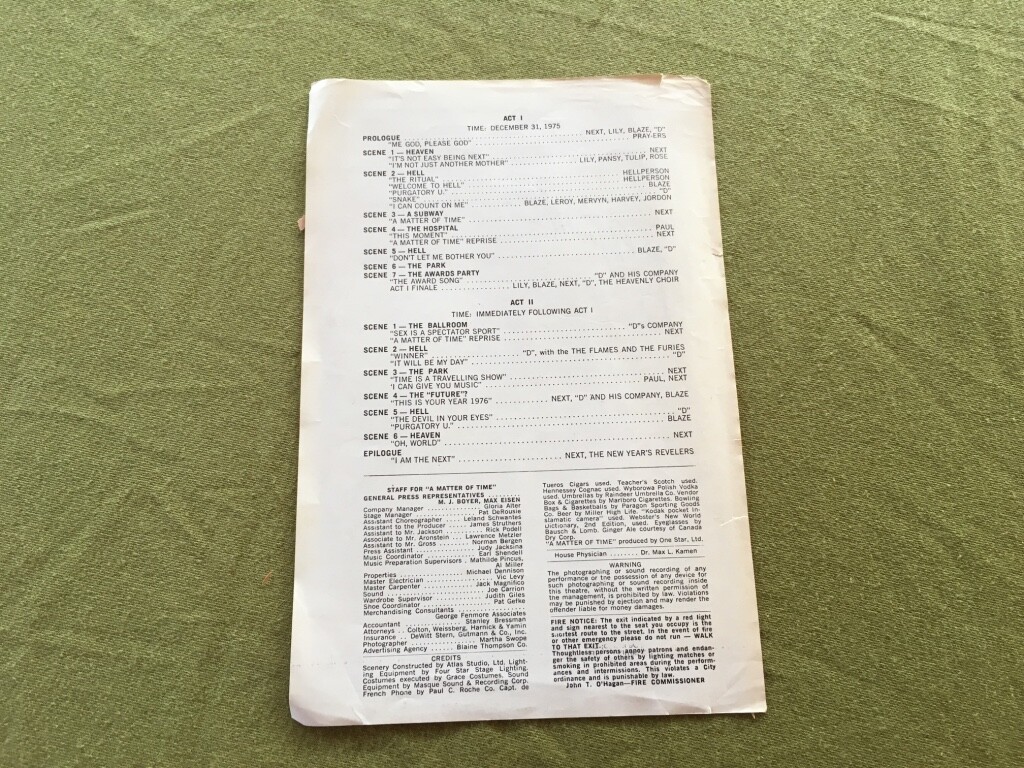 Joe Masiell "A Matter of Time" Signed Old Broadway Theatre Playbill S23 ...