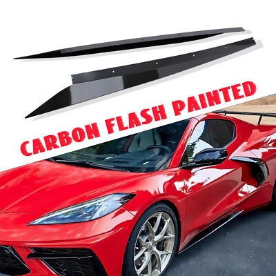 Carbon Flash Side Skirts For Corvette C8 Rocker Panel Gm Z51 Style ABS ...