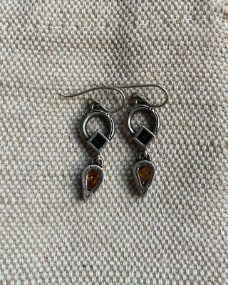 Patricia Locke Silver Two Tone Halloween Black Orange Crystal Dangle ...