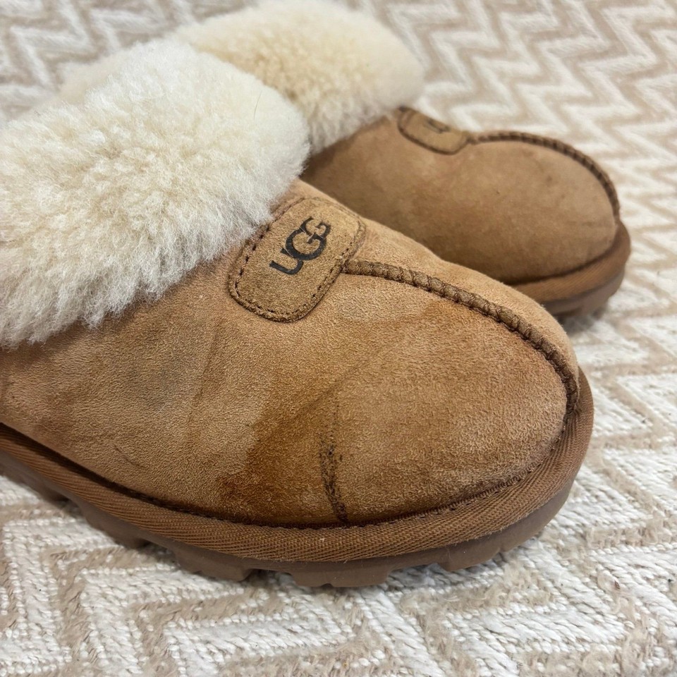 UGG Australia Coquette Sheepskin Suede Slippers Chestnut Brown 5125 ...
