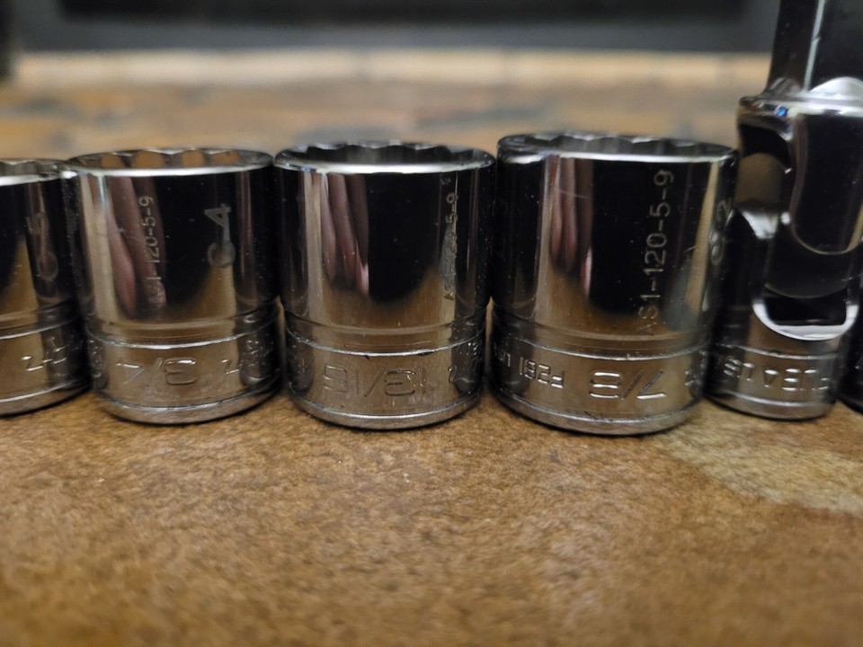 Snap-on Tools 16pc 3/8" Drive Mixed Socket Set 1/4"-7/8" Plus Extras 12 ...