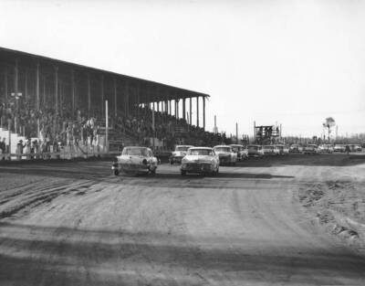 Eventual winner Buck Baker sits pole position Chrysler Ford Ralph - Old ...