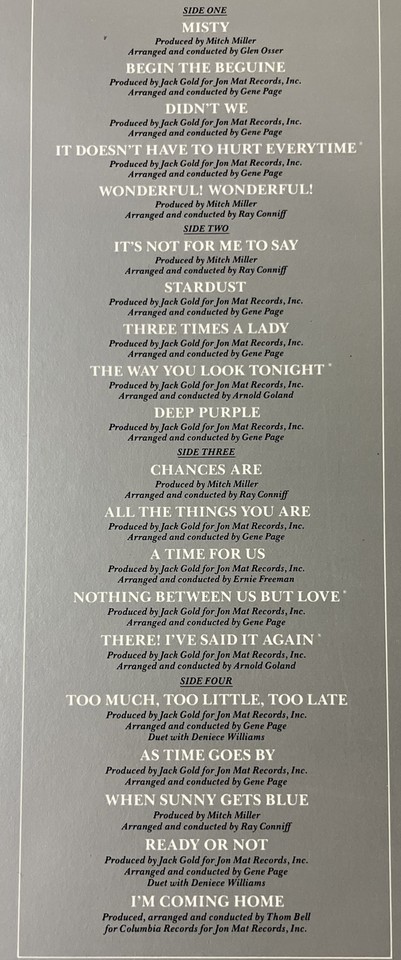 Johnny Mathis - The First 25 Years The Silver Anniversary 1981 LP C2X ...