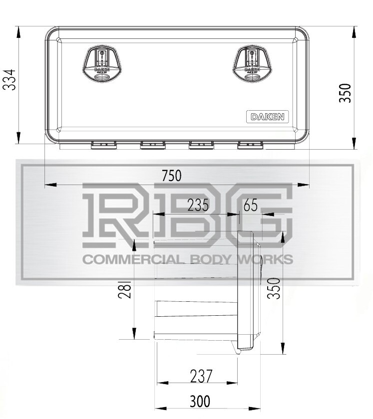 DAKEN Toolbox JUST 750 x 350 x 300 Lorry Side Locker Truck Storage Box ...