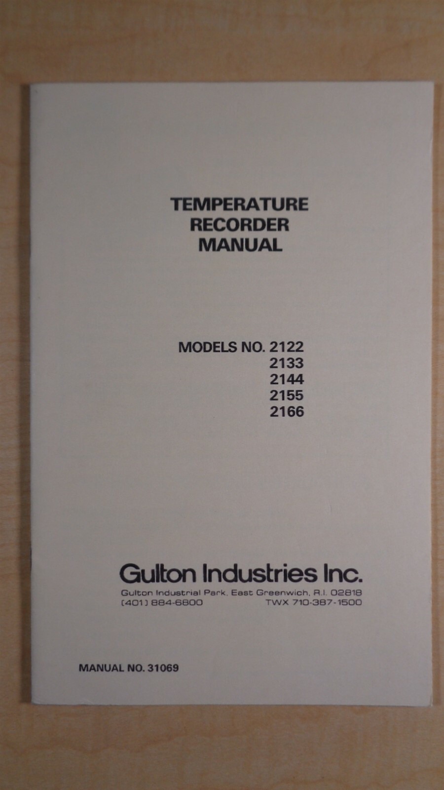Gulton Industries Temperature Recorder 2122 2133 2144 2155 2166 Manual ...